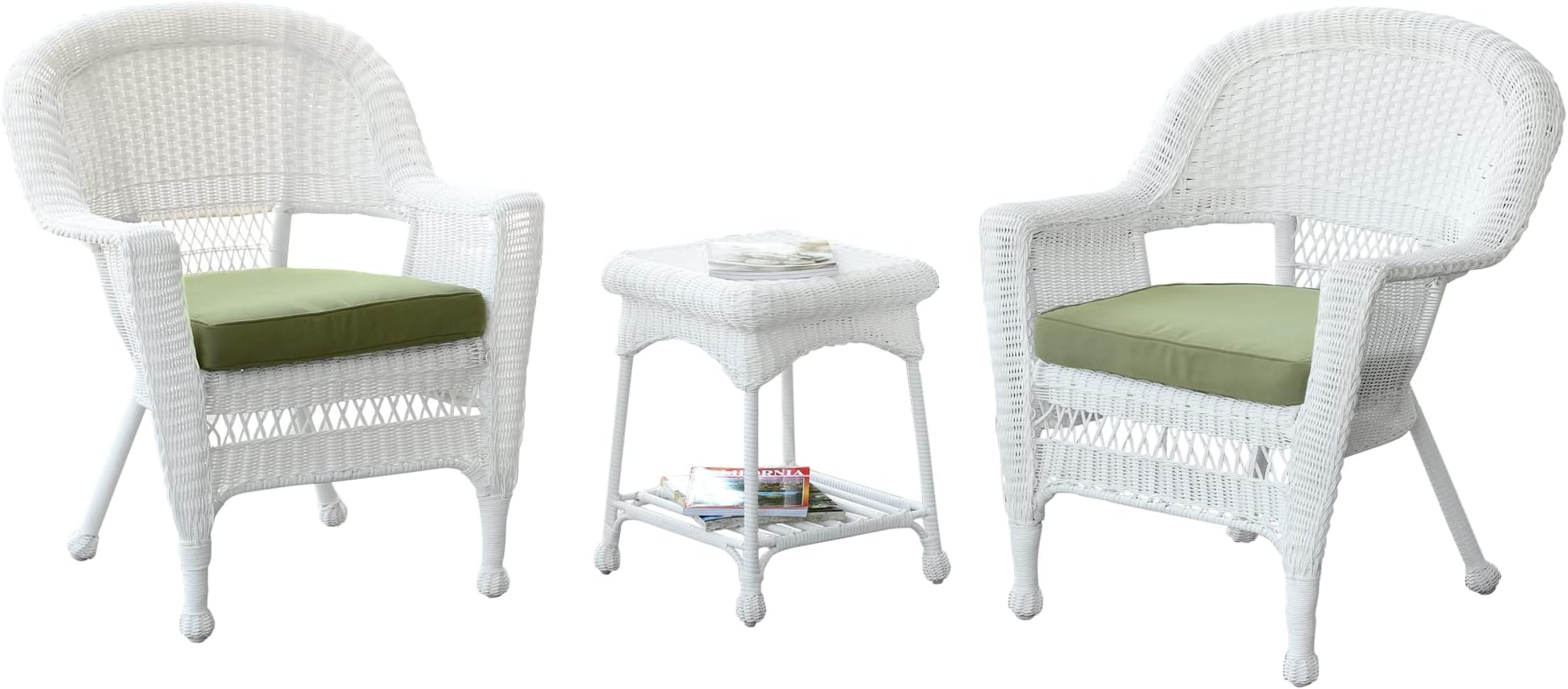 Amazon.com: Jeco 3 Piece Wicker Chair and End Table Set without Cushion ...