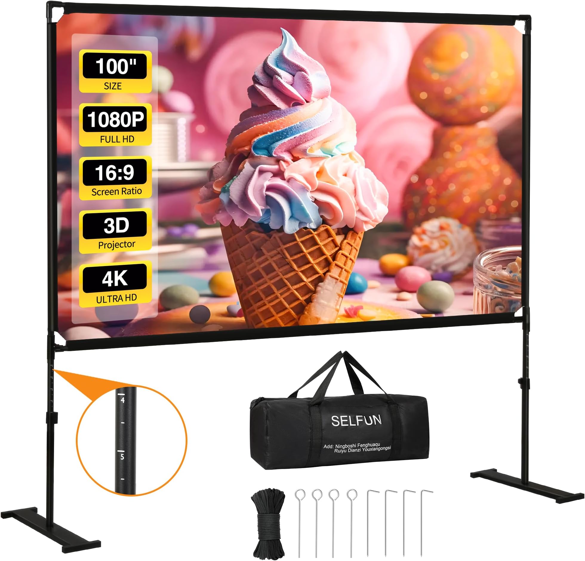 Amazon.com: Outdoor Projector Screen with Stand 100 Inch: Portable ...