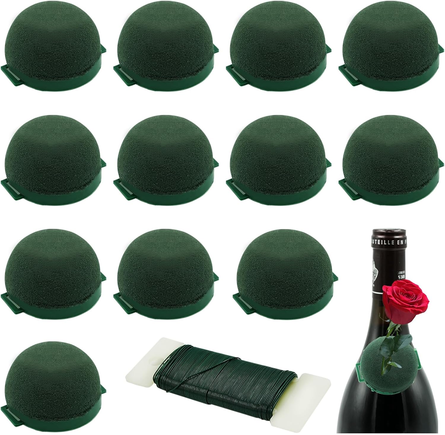 Amazon.com: 12Pcs Floral Foam, Green Round Mini Flower Foam Holder ...