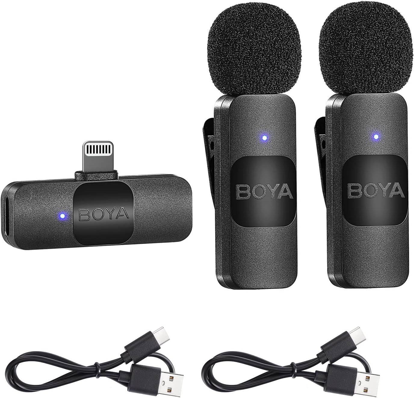 BOYA BY-V2 Microfone de lapela sem fios para iPhone iPad, Mini ...