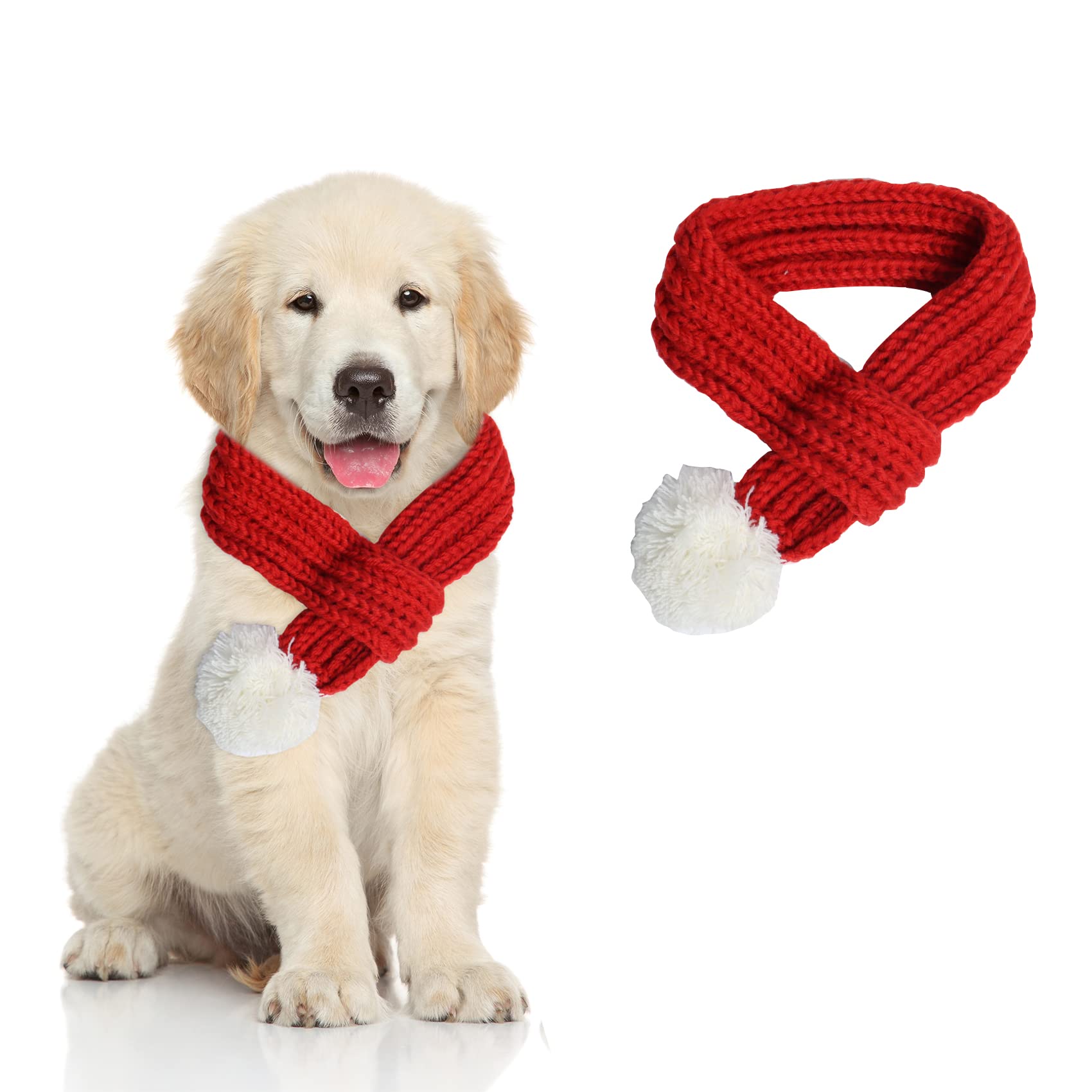 Dog Christmas Scarf, Christmas Pet Dog Knitted Red Scarf, Dog Cat Santa ...