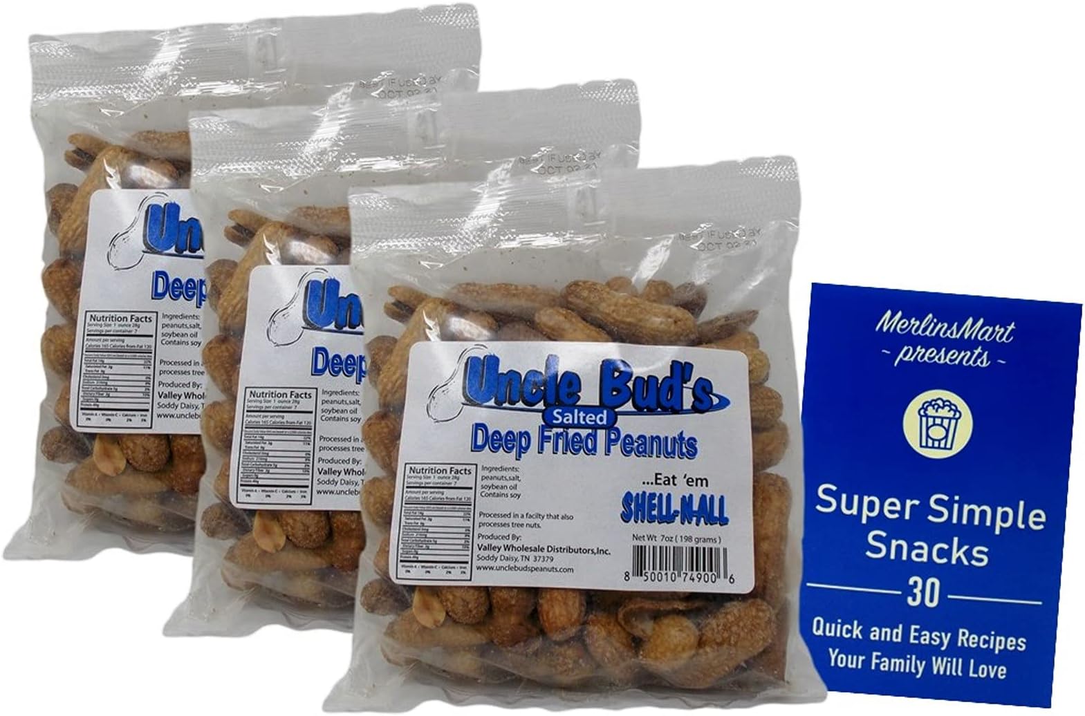 Amazon.com : Uncle Bud's Deep Fried Peanuts - Salted - 3 Count (7 Ounces) - Plus Recipe Booklet ...
