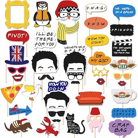 Amazon.com: 40PCS Friends TV Show Photo Booth Props, Friends Theme ...