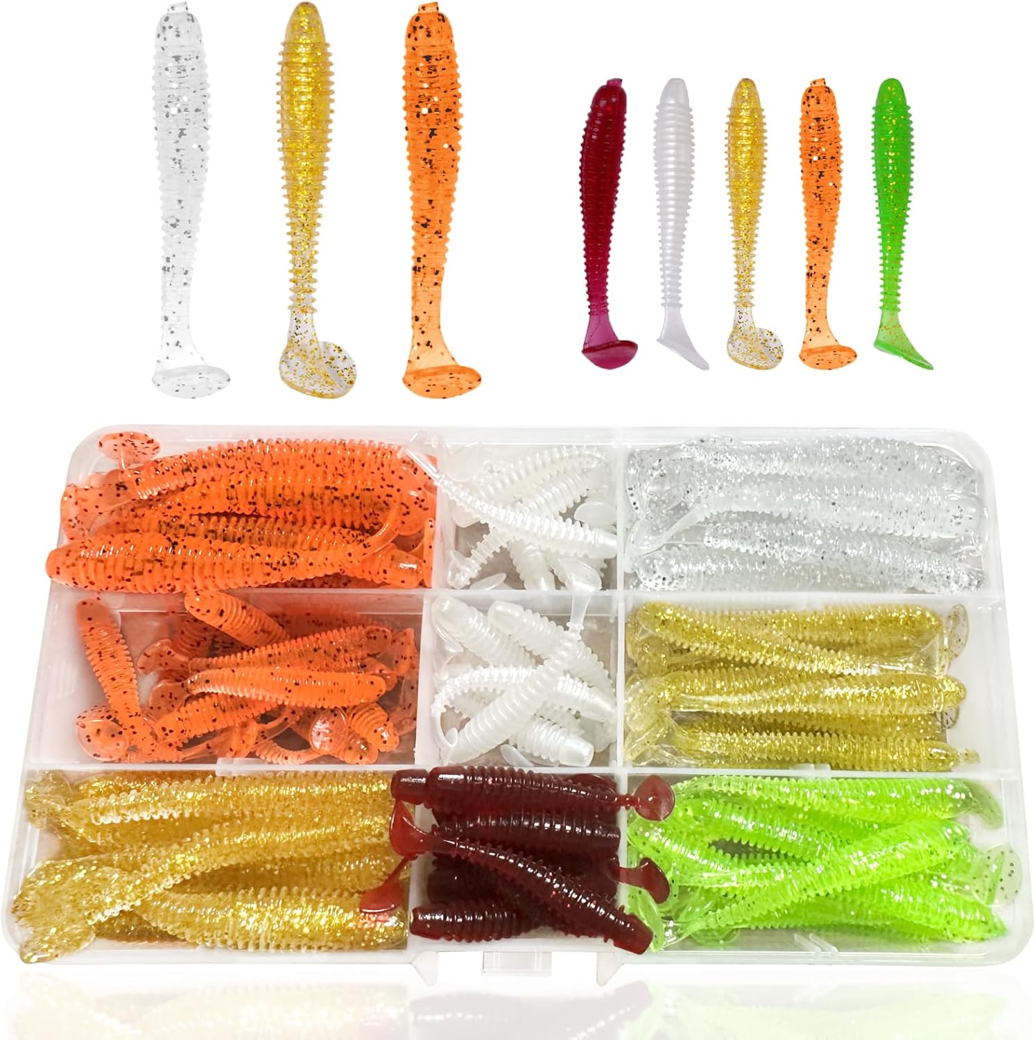 Amazon.com : Bumnay 90Pcs Soft Fishing Lures, Soft Plastic Baits Kit ...
