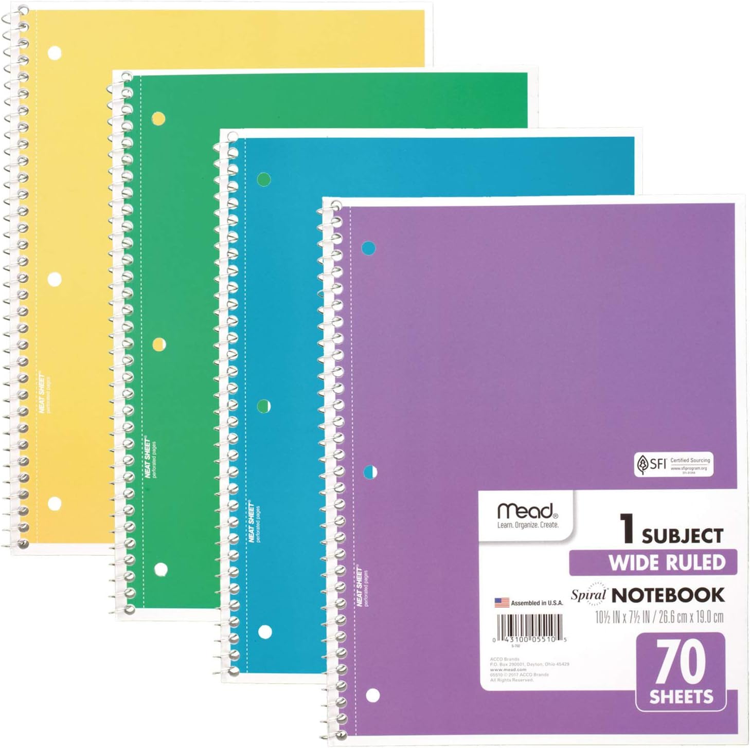 Amazon.com: Five Star Spiral Notebook, 1 Subject, Wide Ruled Paper, 100 ...