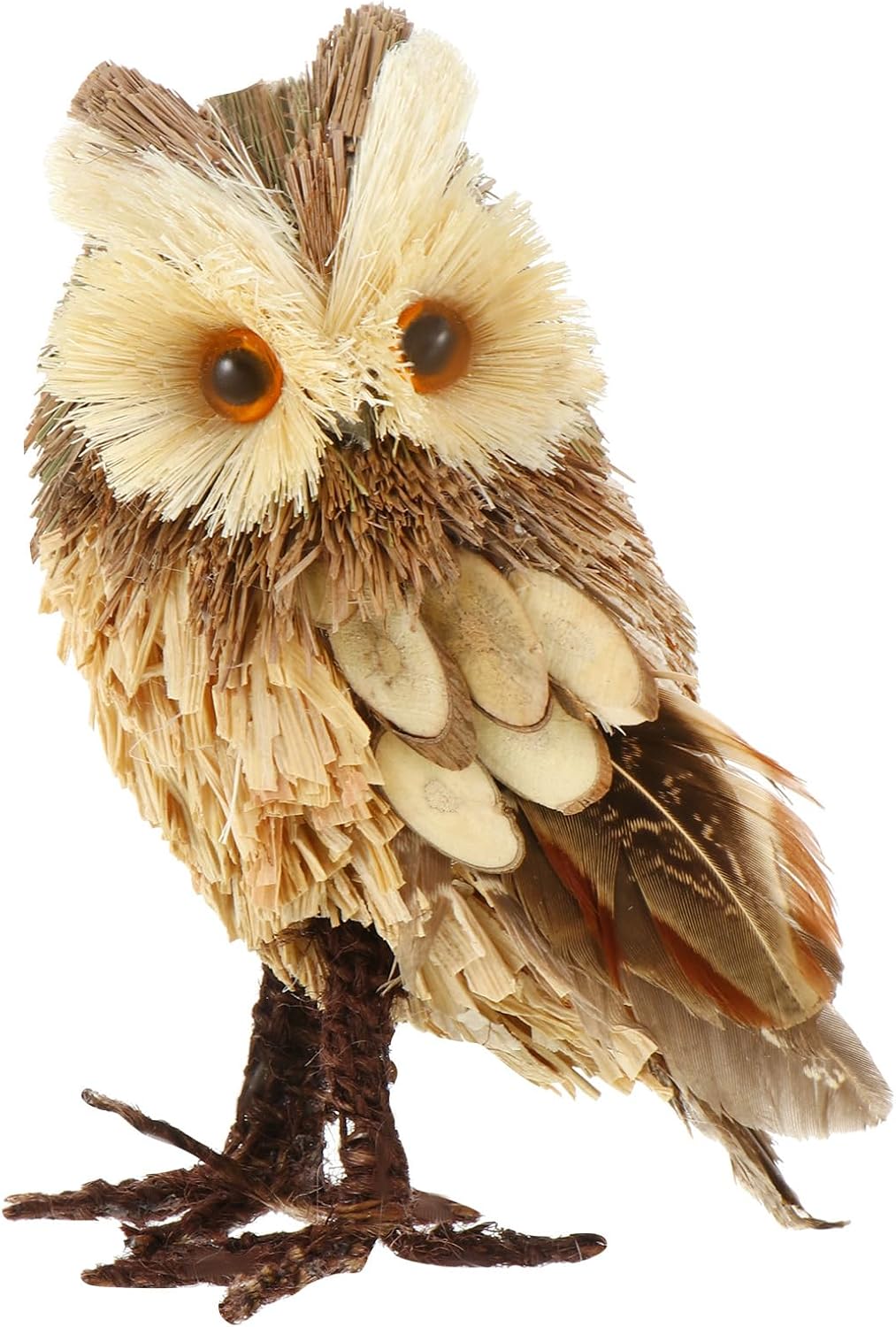 Amazon.com: GANAZONO Handwoven Straw Owl Standing Owl Statue Lifelike ...