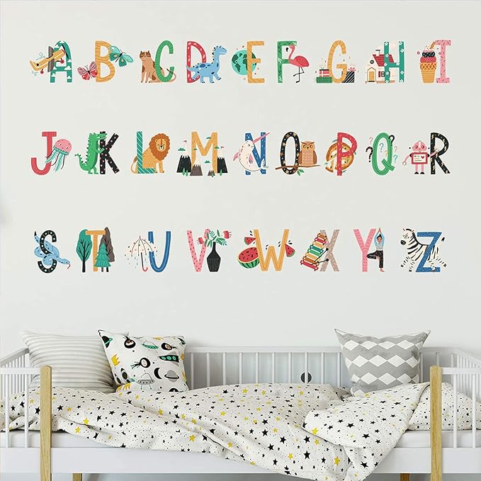 Alphabet ABC with Pictures Kids Wall Stickers Wall Decals ,Giyiprpi ...