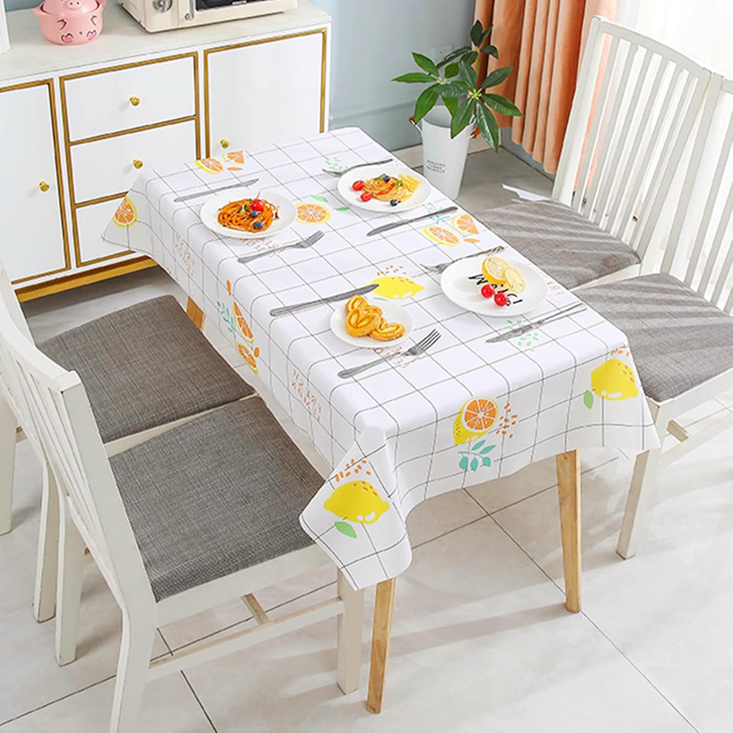 137*180cm Checkered PVC TableCloth Plaid Wipeable Tablecloth ...