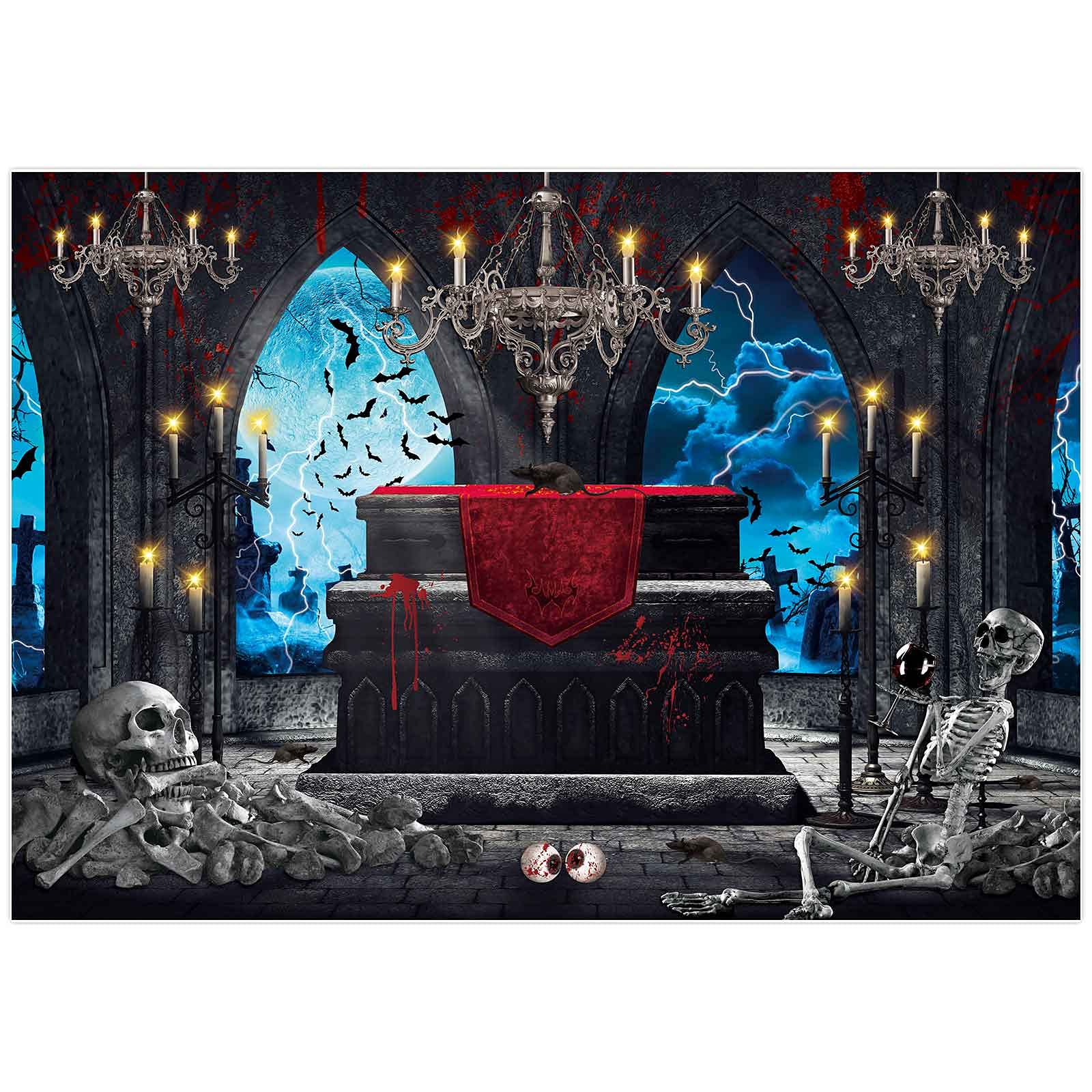 Buy Allenjoy 7x5ft Horror Halloween Vampire Crypt Backdrop Moonlight ...