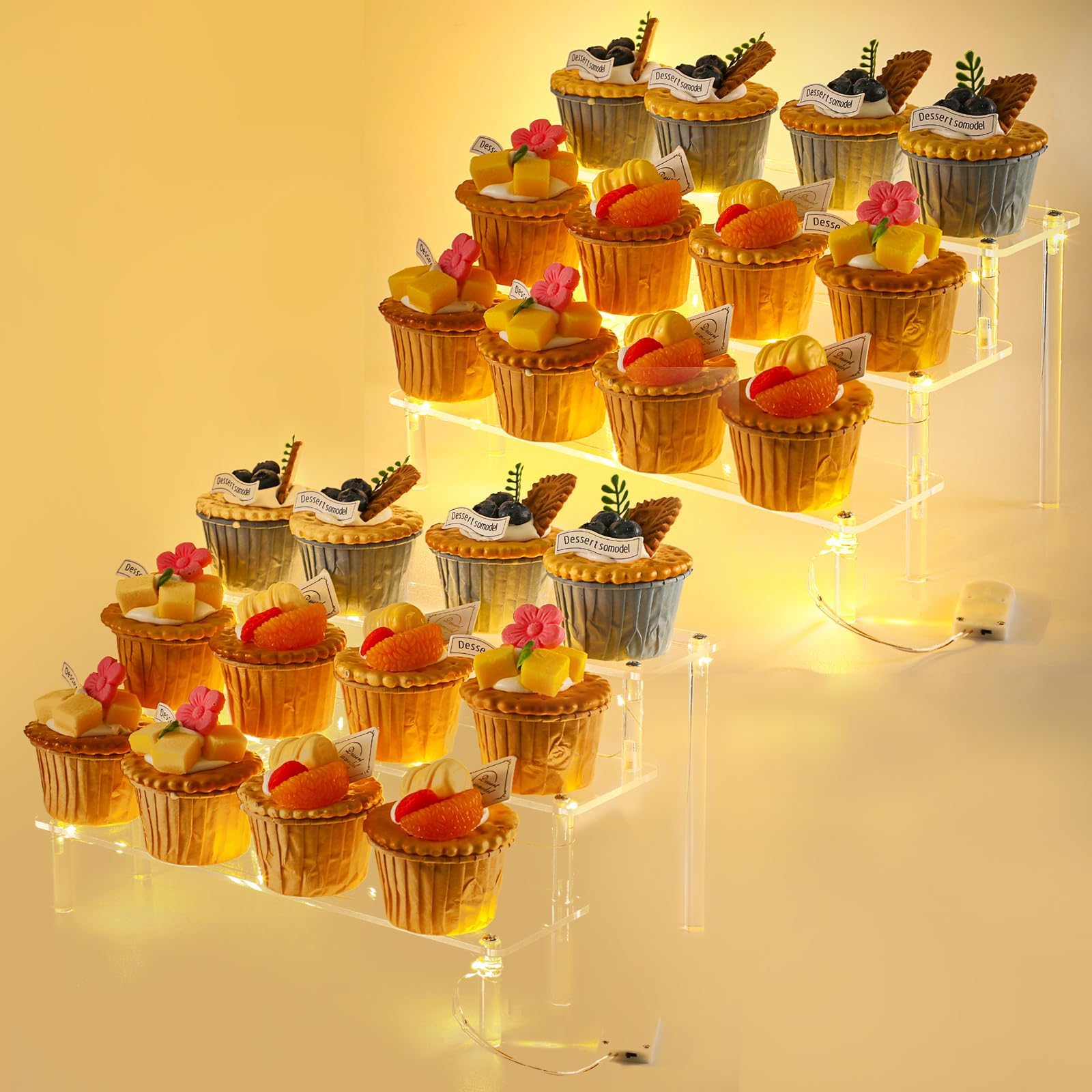 Amazon.com: 2 Pack Acrylic Display Risers 3 Tier Clear Shelf 12 in ...