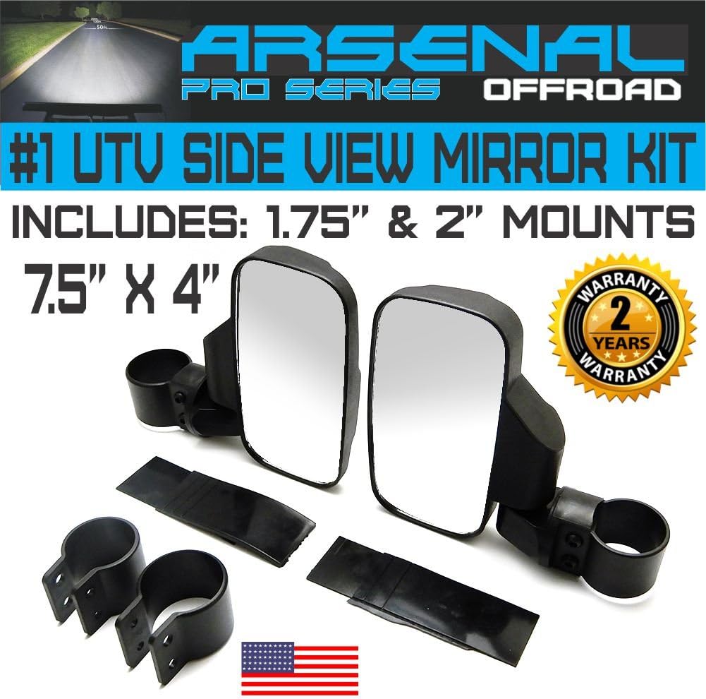 Amazon.com: Pro Vision Offroad Rear View Side Mirror UTV KIT for 1.75 ...