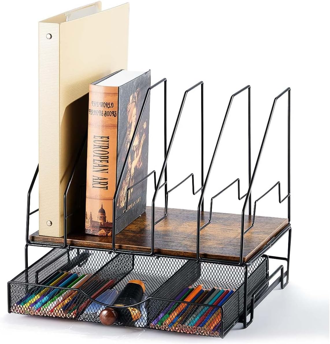 Amazon.com: DESIGNSCAPE3D Wood Desk Organizer with Drawer, Desktop File ...