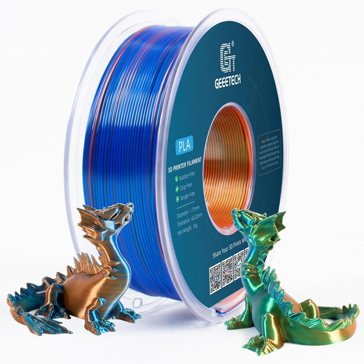 Amazon.com: Geeetech 3D Printer Silk PLA Tri-Color Filament,Metal-Like ...