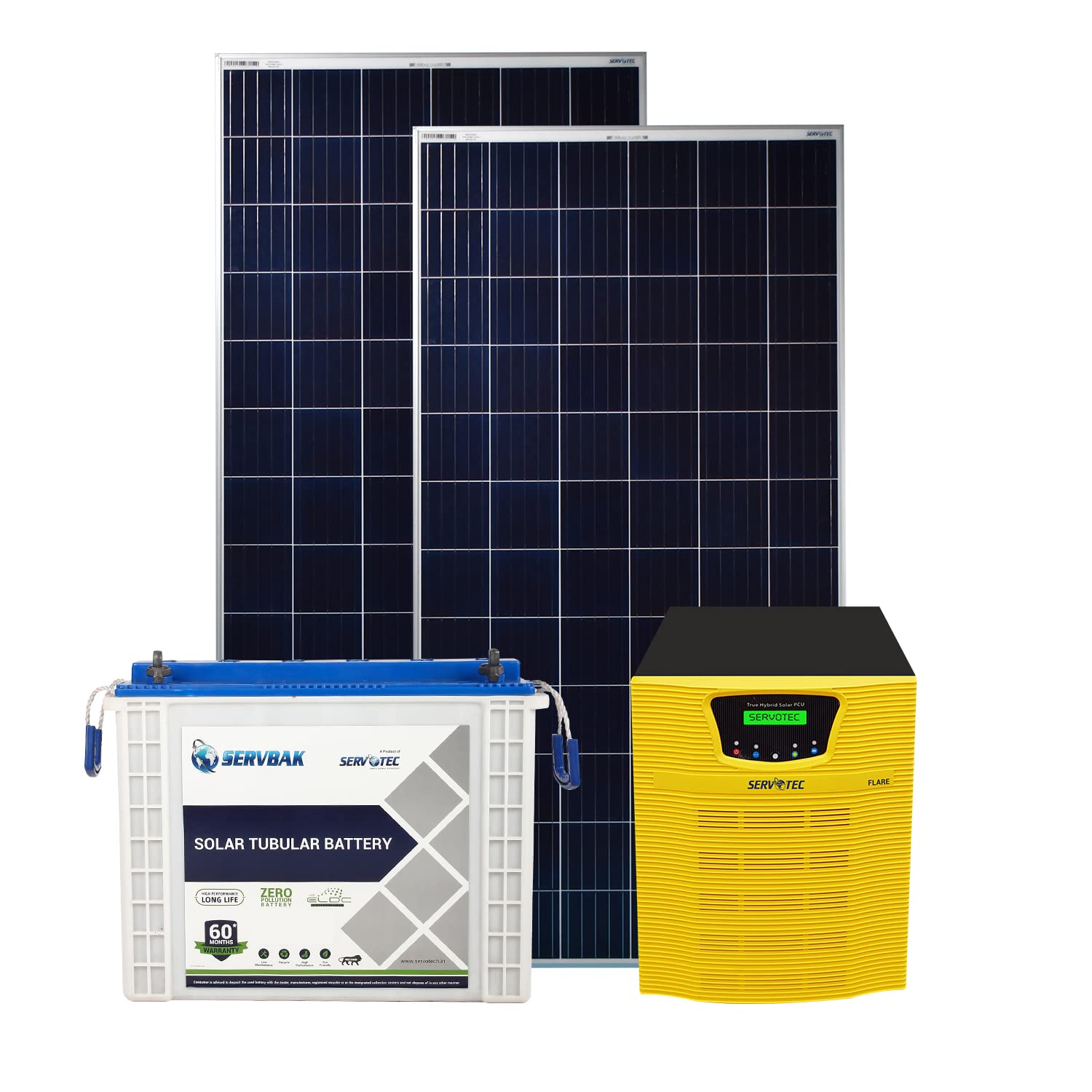 Servotech Solar Combo with 1Kw Mppt Solar PCU + 150Ah Solar Tubular ...