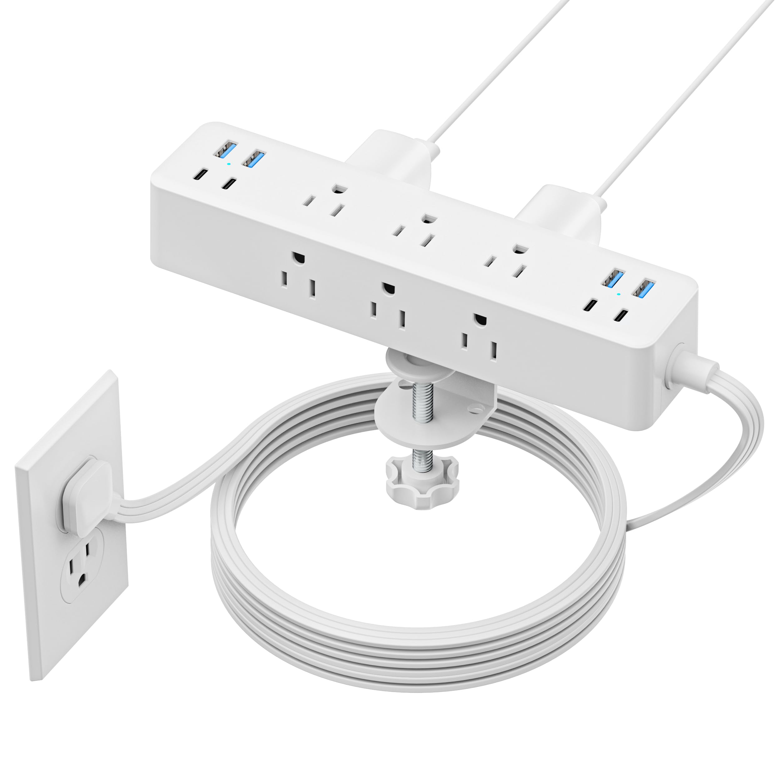 Amazon.com: 17-in-1 Desk Clamp Power Strip, ACOZVIN 10ft Flat Plug ...