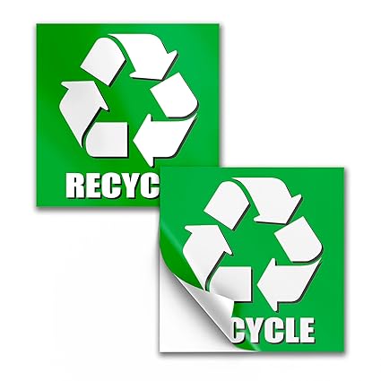 Amazon.com: 2 PC Recycling Stickers for Trash Can - 4 x 4 Vinyl ...