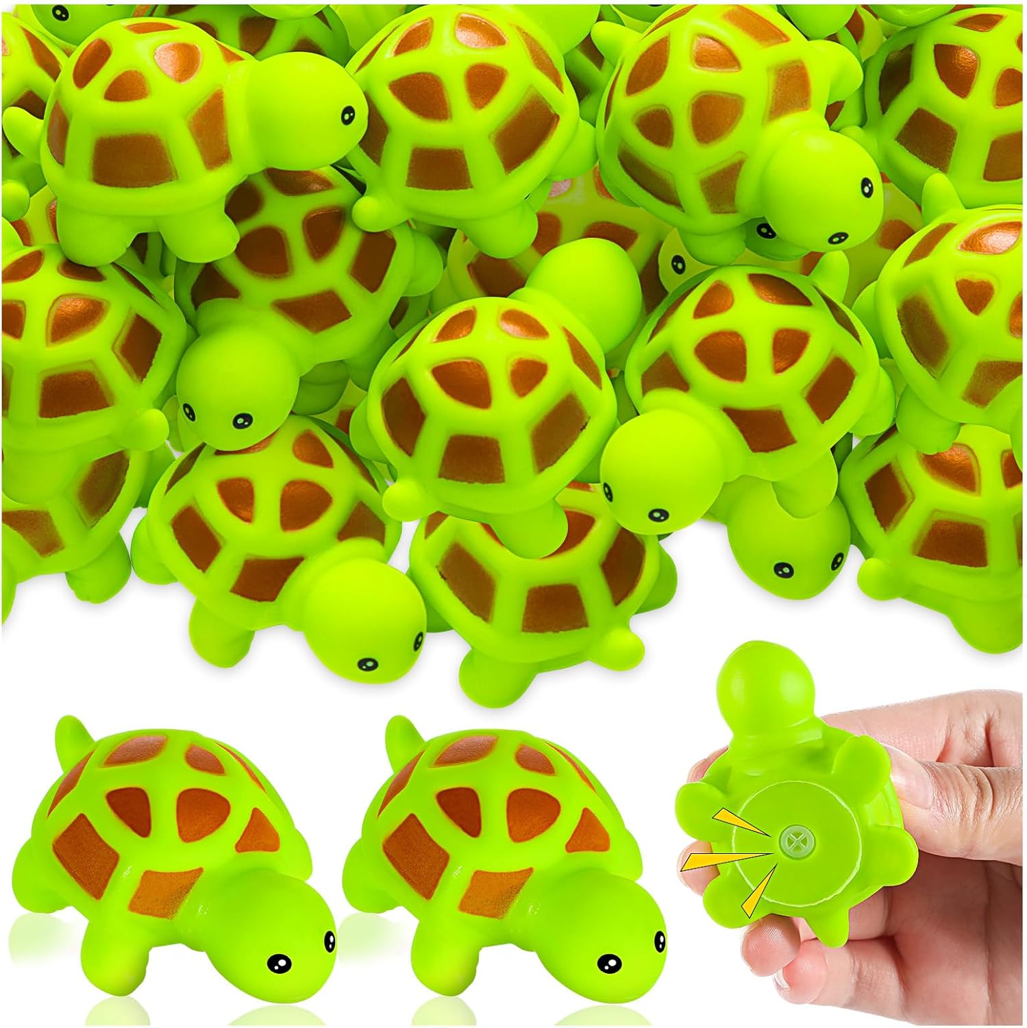 Amazon.com: 25PCS Mini Rubber Turtle Green Floating Squeaky Sea Turtle ...