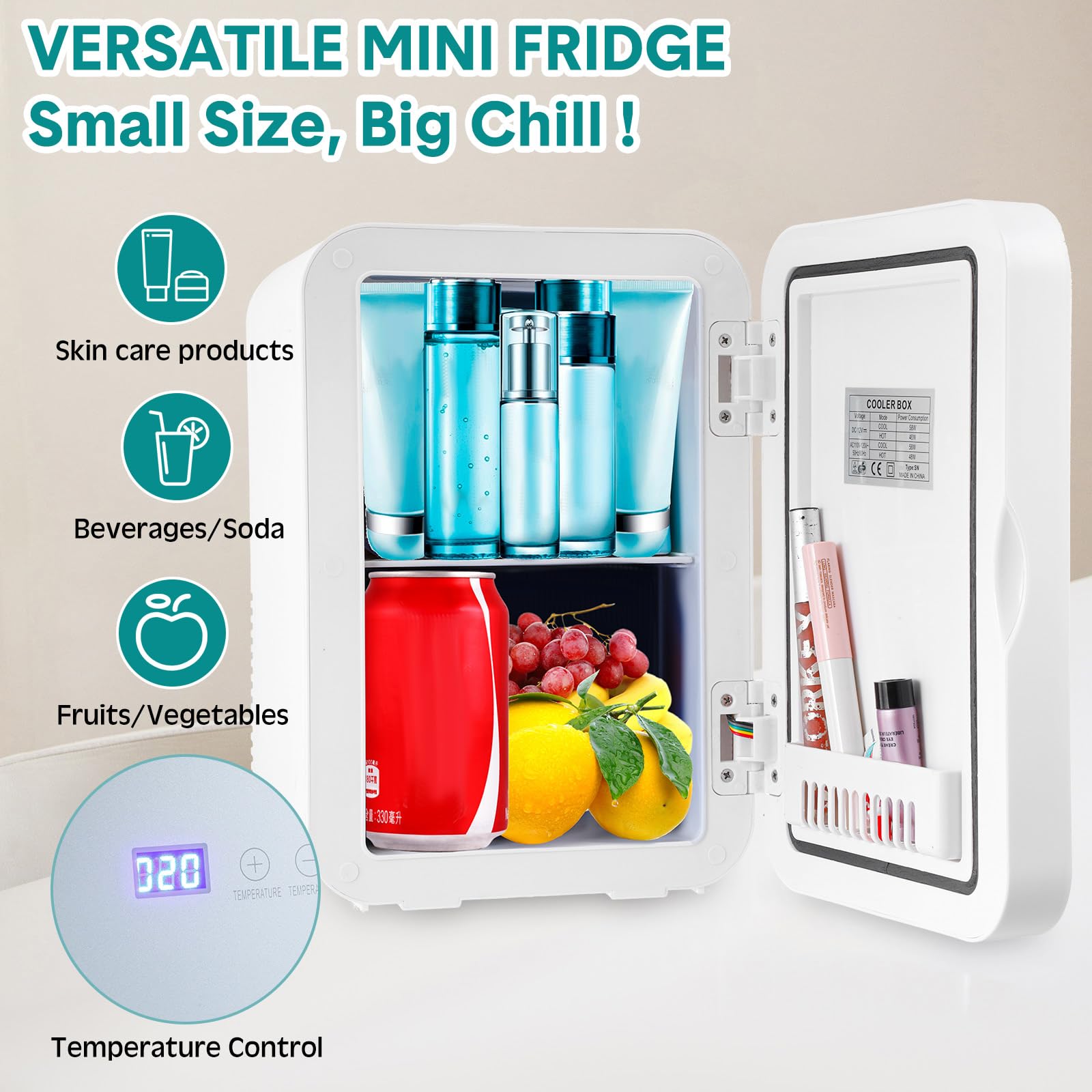 Snapklik.com : Tujoe 8L Mini Fridge For Bedroom Car Office 12V Small ...