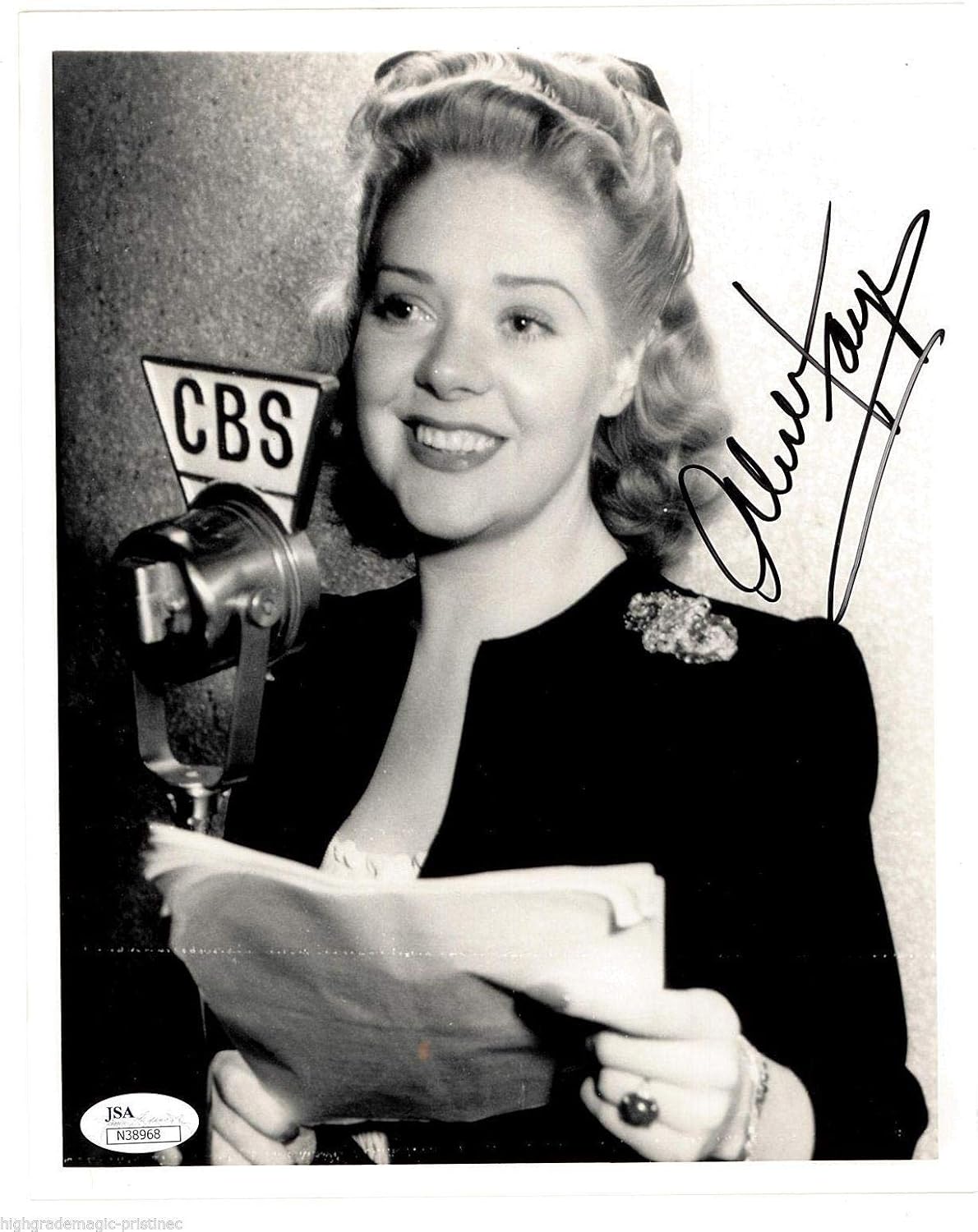 Alice Faye (deceased) Oscar Winner Cbs Promo Autograph Signed 8x10# ...
