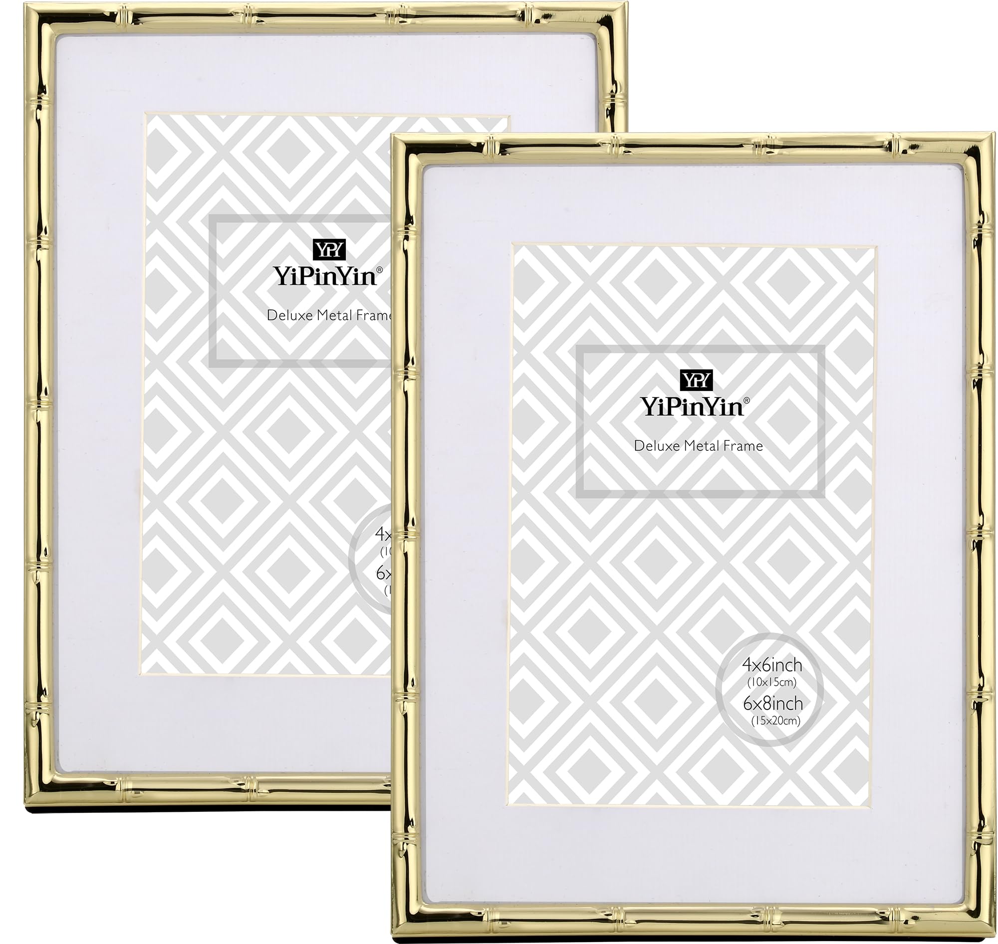 Amazon.com - YiPinYin 6x8' Bamboo Detail Gold Metal Picture Frame 2pack ...
