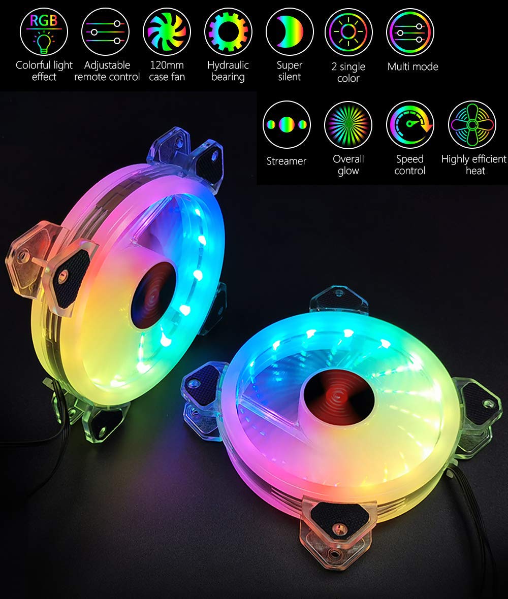 Buy 3 Pack RGB Case Fans,120mm Silent Computer Cooling PC Case Fan ...