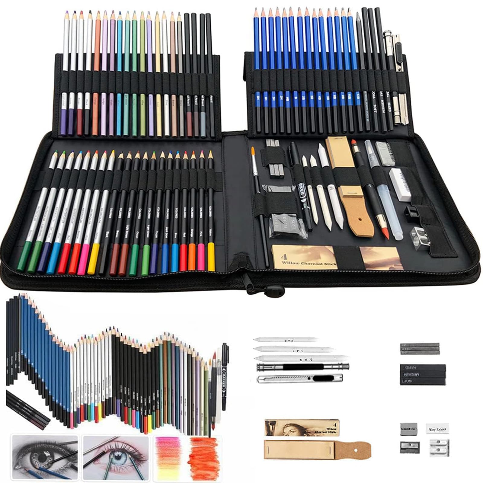 MGKR Kit de Arte, Kit de Suministros Arte Profesional 85 Piezas, Dibujo ...