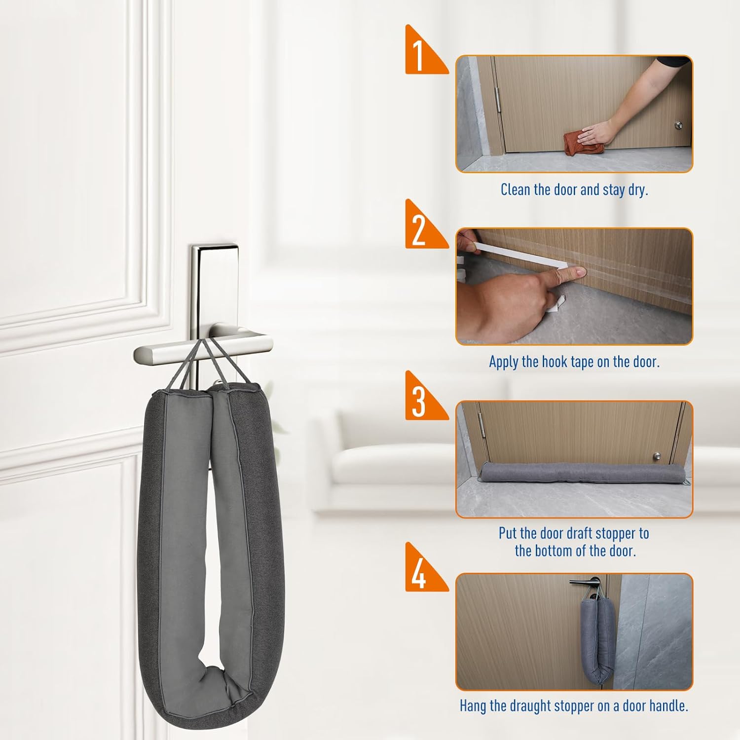 MAGZO Tope de puerta de 36 pulgadas, serpiente triangular pesada para ...