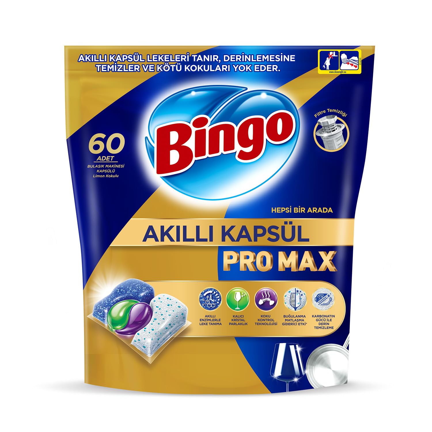 Bingo Akıllı Kapsül Pro Max Bulaşık Makinesi Deterjanı Tableti 60'lı : Amazon.com.tr: Sağlık ve ...