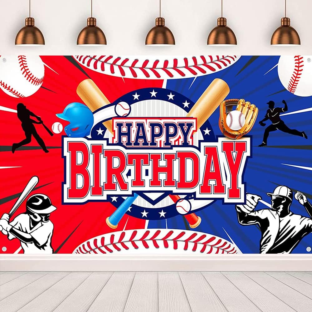 Amazon.com: Baseball Birthday Backdrop Banner Baseball Theme Birthday ...
