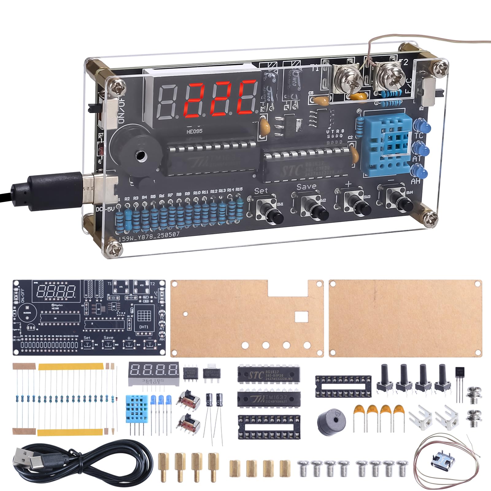 Snapklik.com : Thermocouple Thermometer DIY Kit, DC 4.5-5V Digital ...