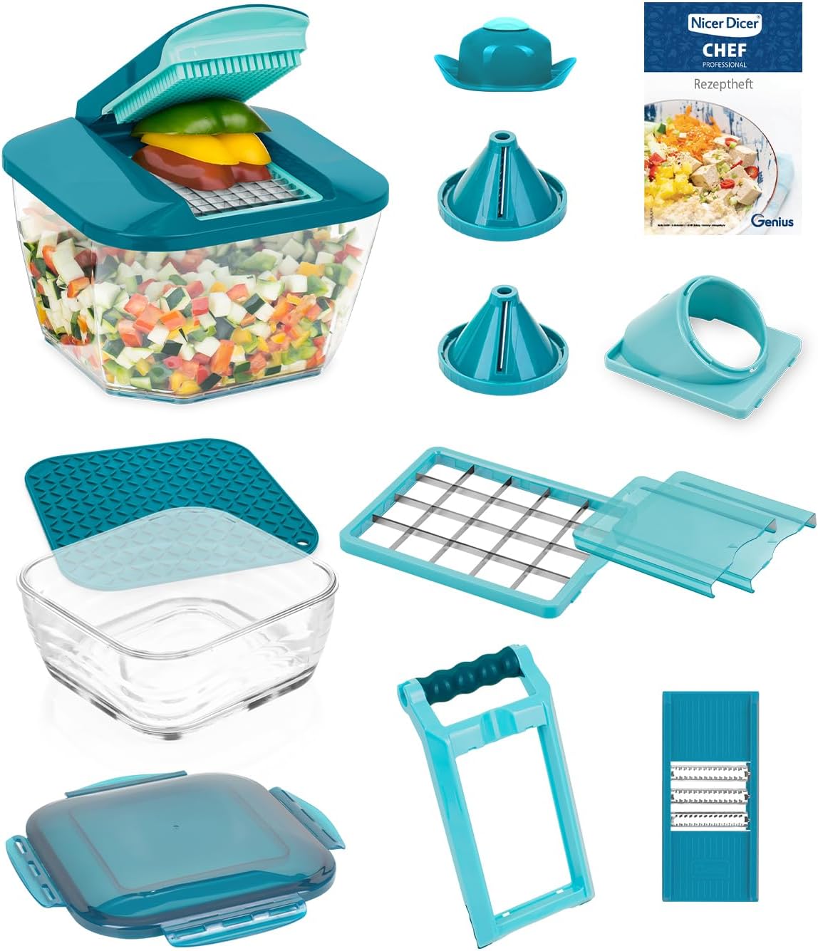Genius Nicer Dicer Chef 34-in-1 Multifunktions-Profi-Gemüseschneider ...