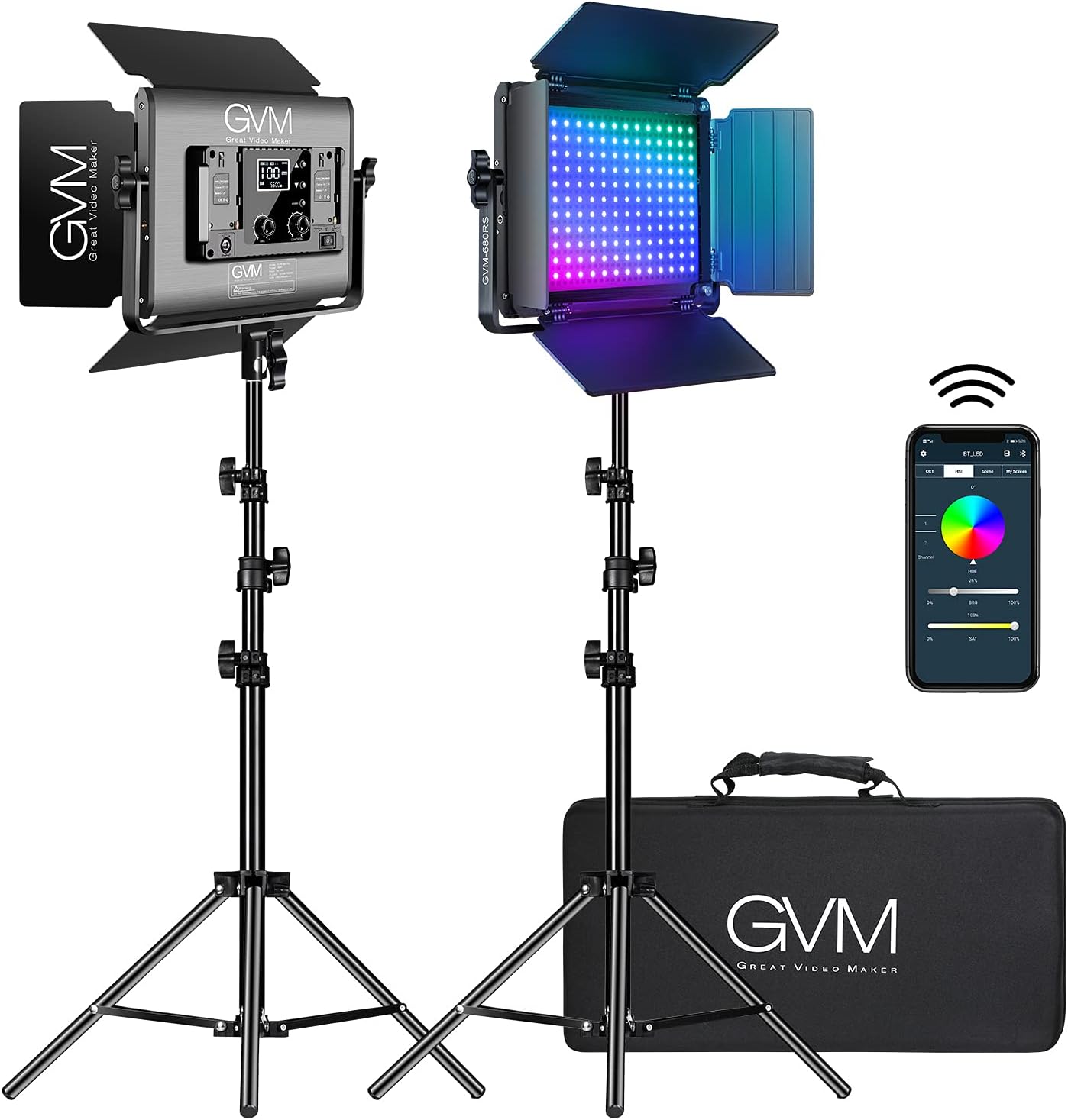 GVM RGB LED Video Light with Lighting Kits, 680RS 50W Led Panel Light ...