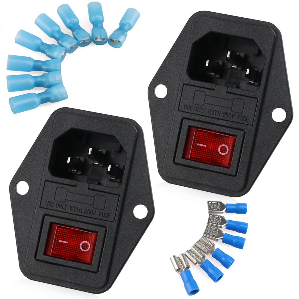 Amazon.com: URBEST 2 Pack Male Power Socket 10A 250V Inlet Module Plug ...