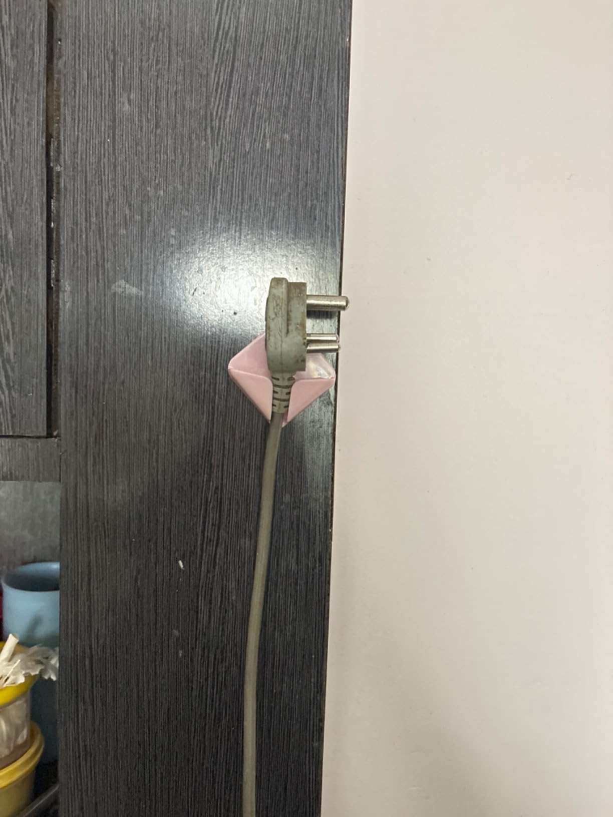 wolpin Self Adhesive Wall Hooks Power Plug Socket Holder, PVC ...