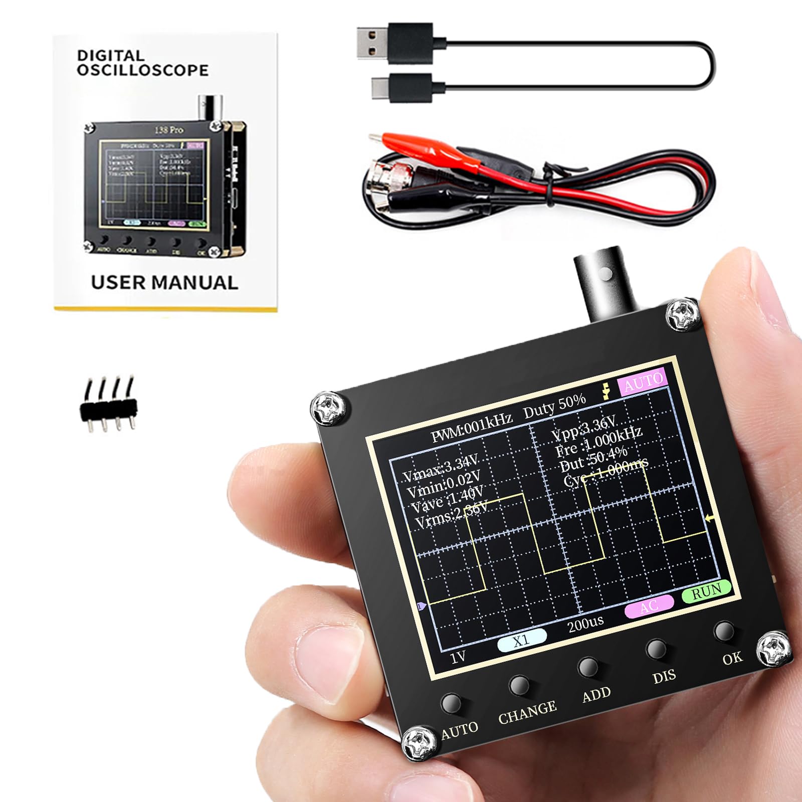 DEWIN Oszillograph,Praktisches Oszilloskop Kit 138-Pro 2.4 Zoll Display ...