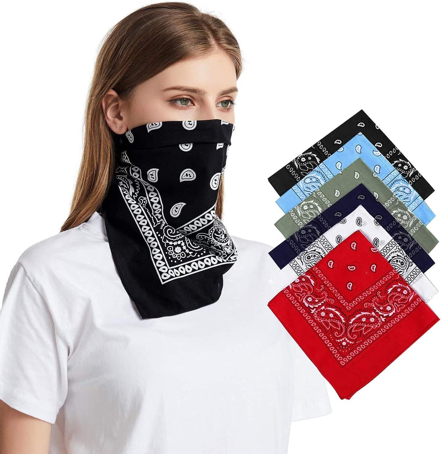 Amazon.com: Bandanas, Paisley Cotton Handkerchief Print Scarf Mask ...