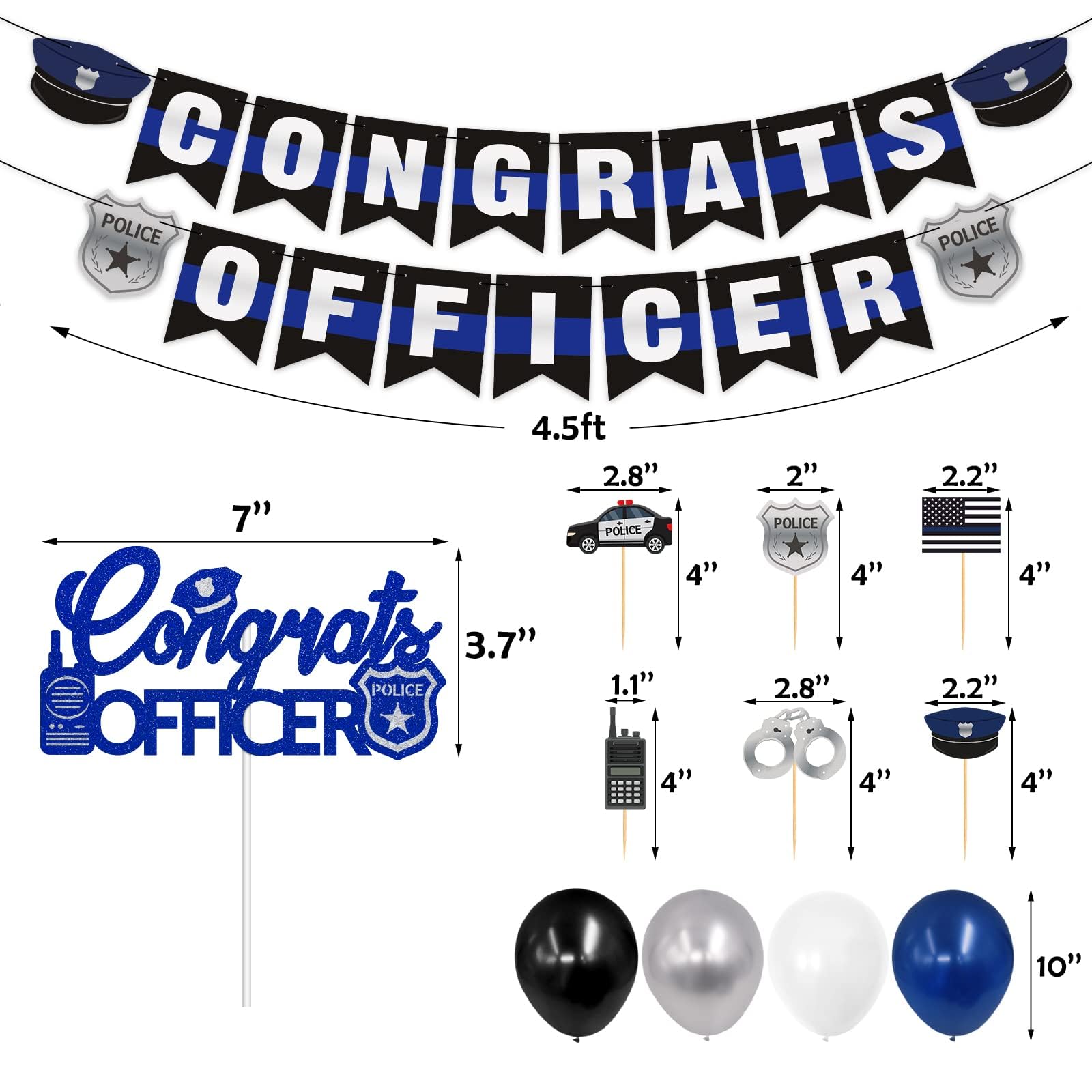 Snapklik.com : Congrats Officer Party Decoration Set Police Graduation Banner Cake Cupcake ...