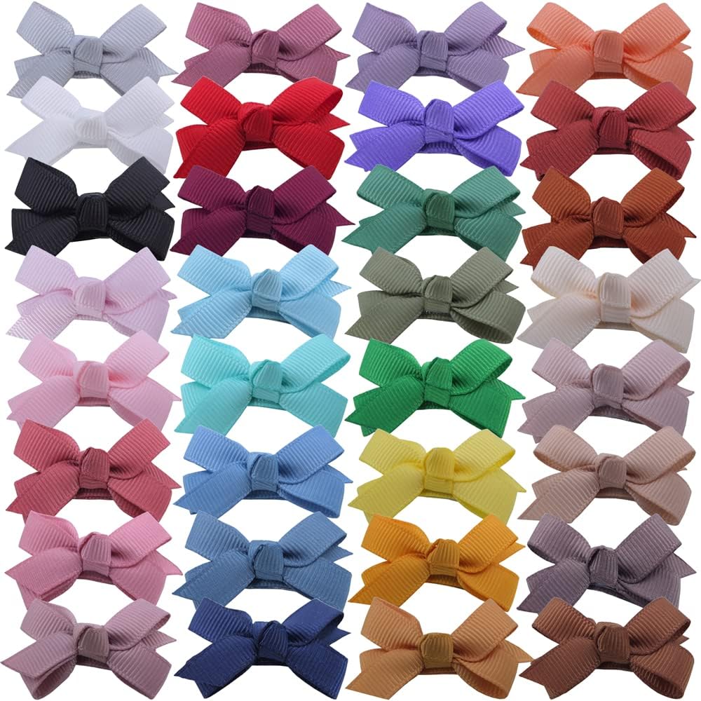 Amazon.com: 40PCS Snap Hair Bows Clips with Grosgrain Ribbon for Girls ...