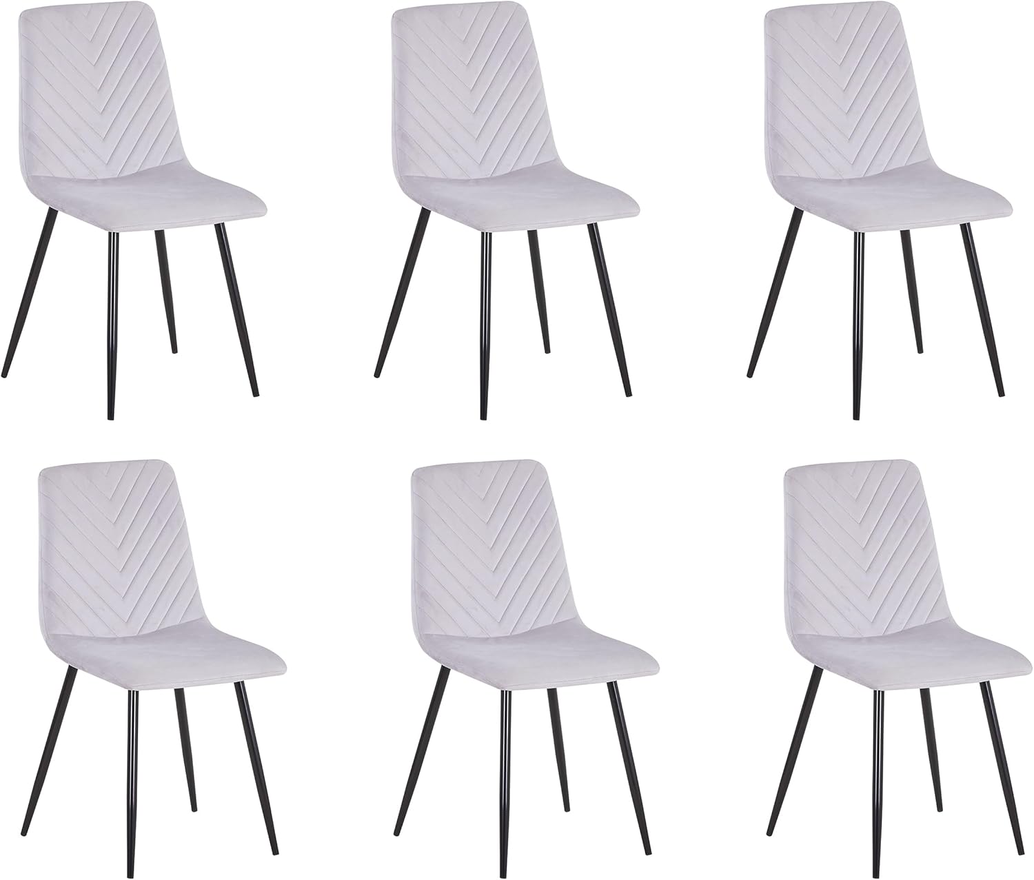 JV Home Dining Chair Pure Set of 6 Grey Elegant Velvet Chairs Modern ...