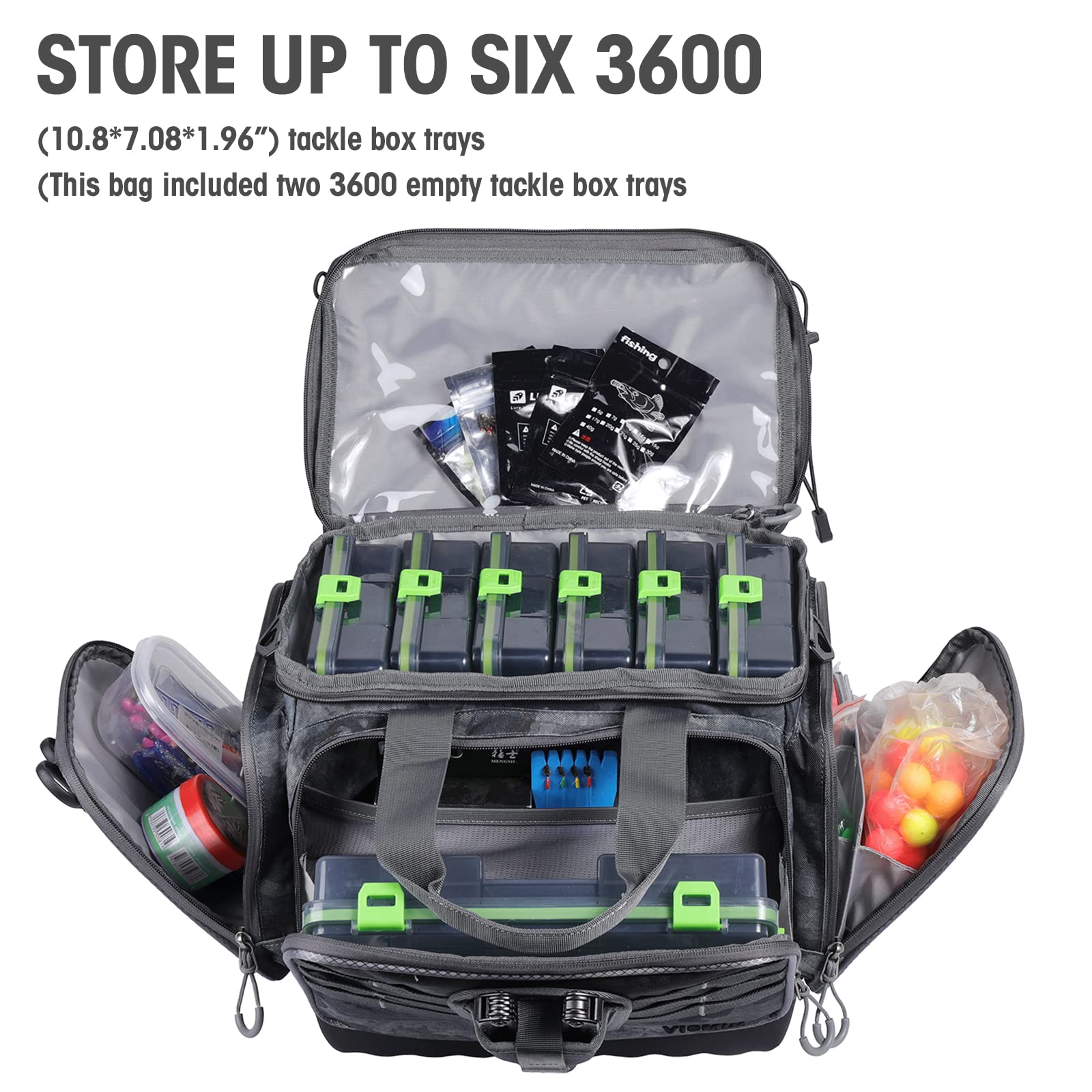 VISMIX Fishing Tackle Bag- Fishing Bag Large Water-Resistant Fishing ...