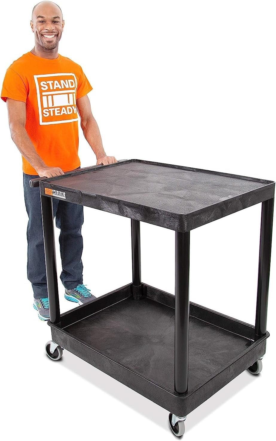 Amazon.com: ELAFROS large Heavy Duty Plastic Utility Cart Flat top 42.5 ...