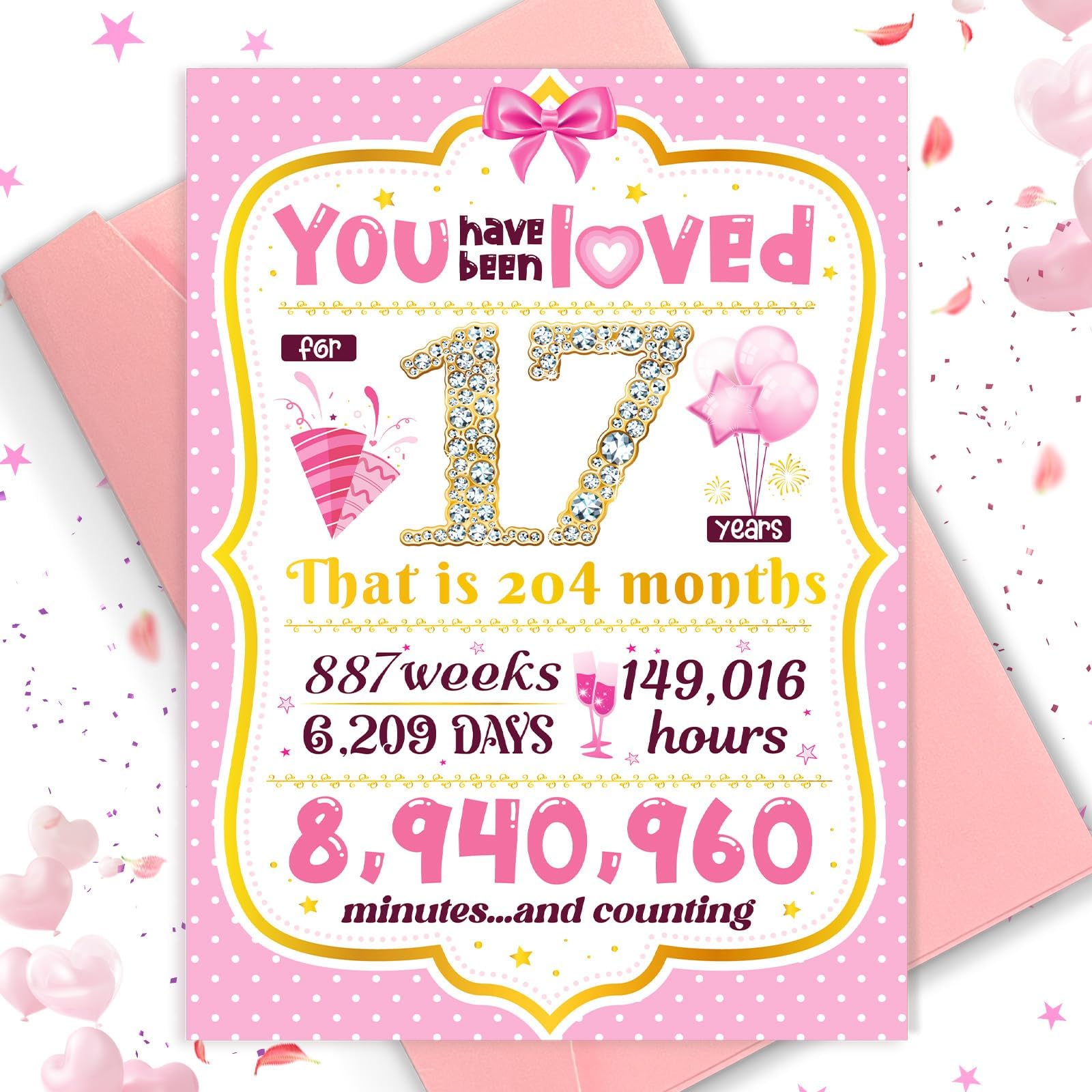 Amazon.com : 17th Birthday Card TSVATE 17 Year Old Girl Birthday Gifts ...