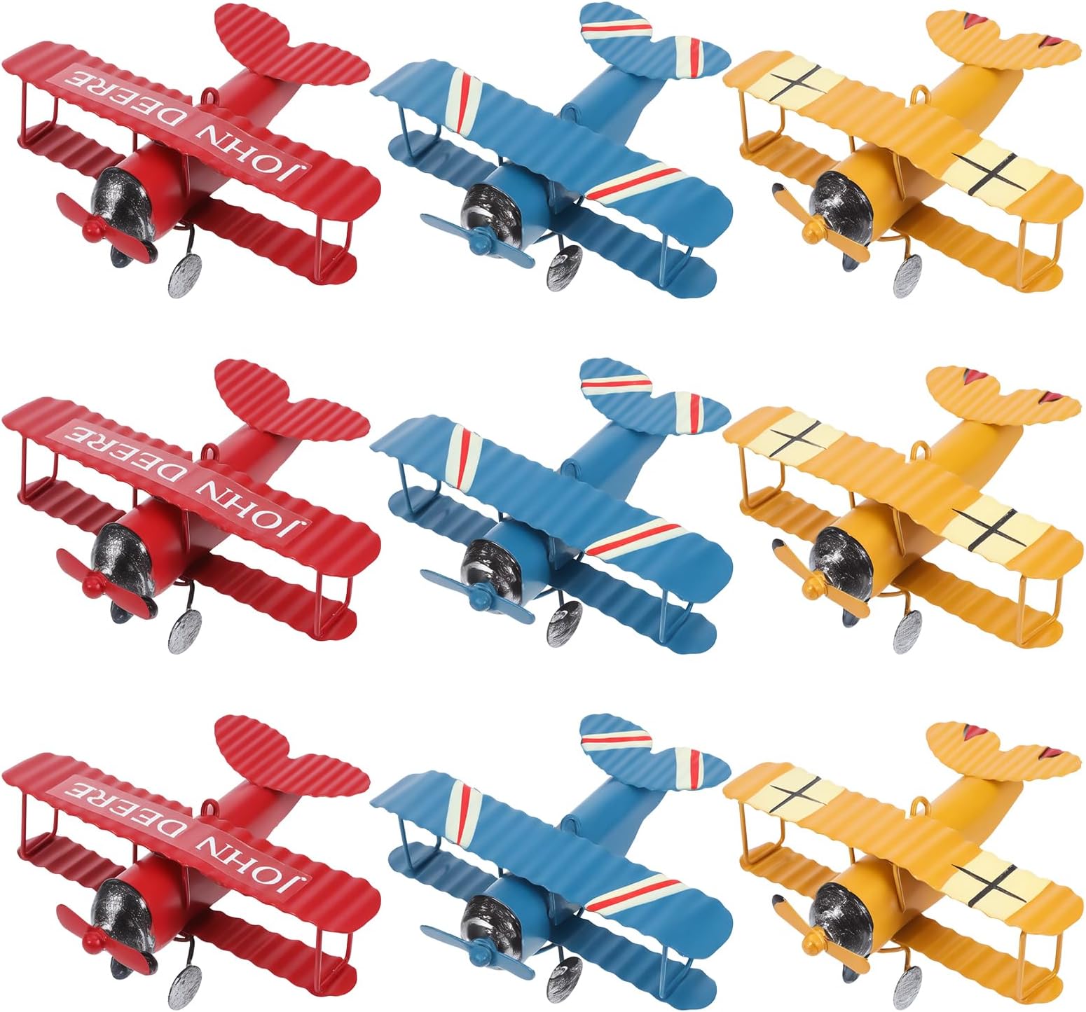Amazon.com: 9 Pcs Metal Airplane Decorations Hanging Iron Biplane ...