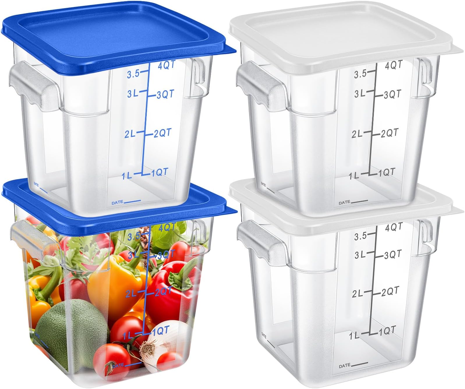 Amazon.com: Tiger Chef 4 Quart Commercial Grade Clear Food Storage ...
