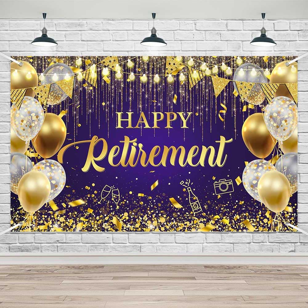 Happy Retirement Banner Gold Happy Retirement Banner Navy Blue