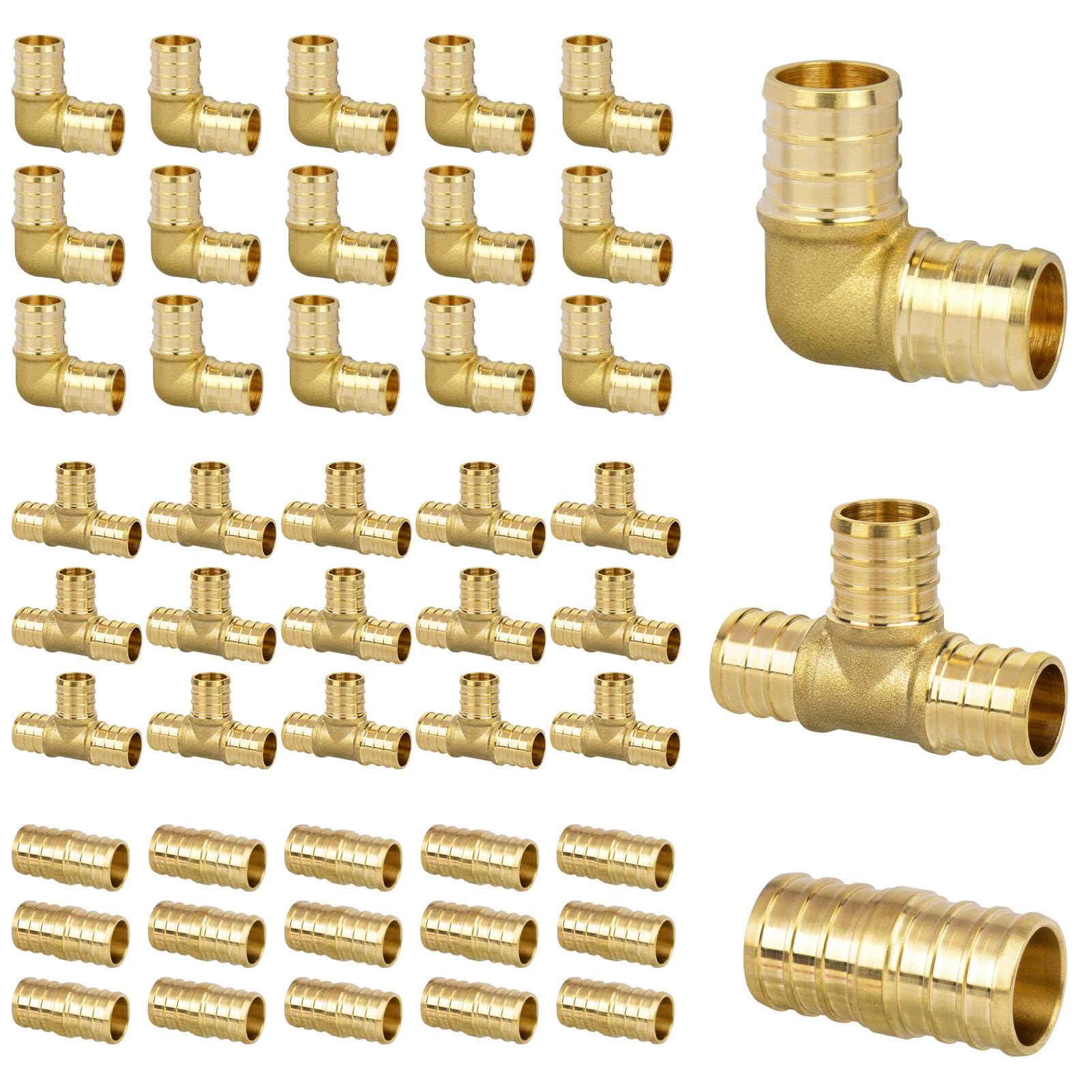 Amazon.com: JUWO 48 Pack 1/2" PEX Fitting Combo, Brass Crimp Plumbing ...