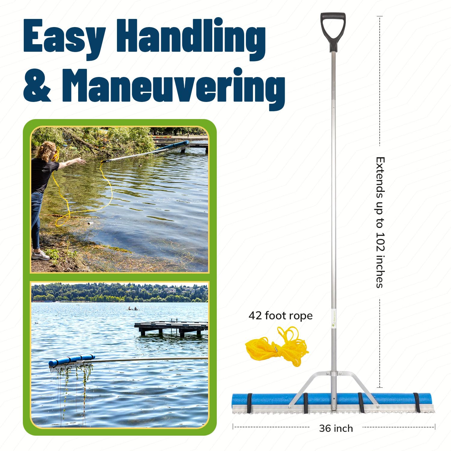 Snapklik.com : Eversprout Lake Rake Robust Pond Tool For Outdoor Ponds