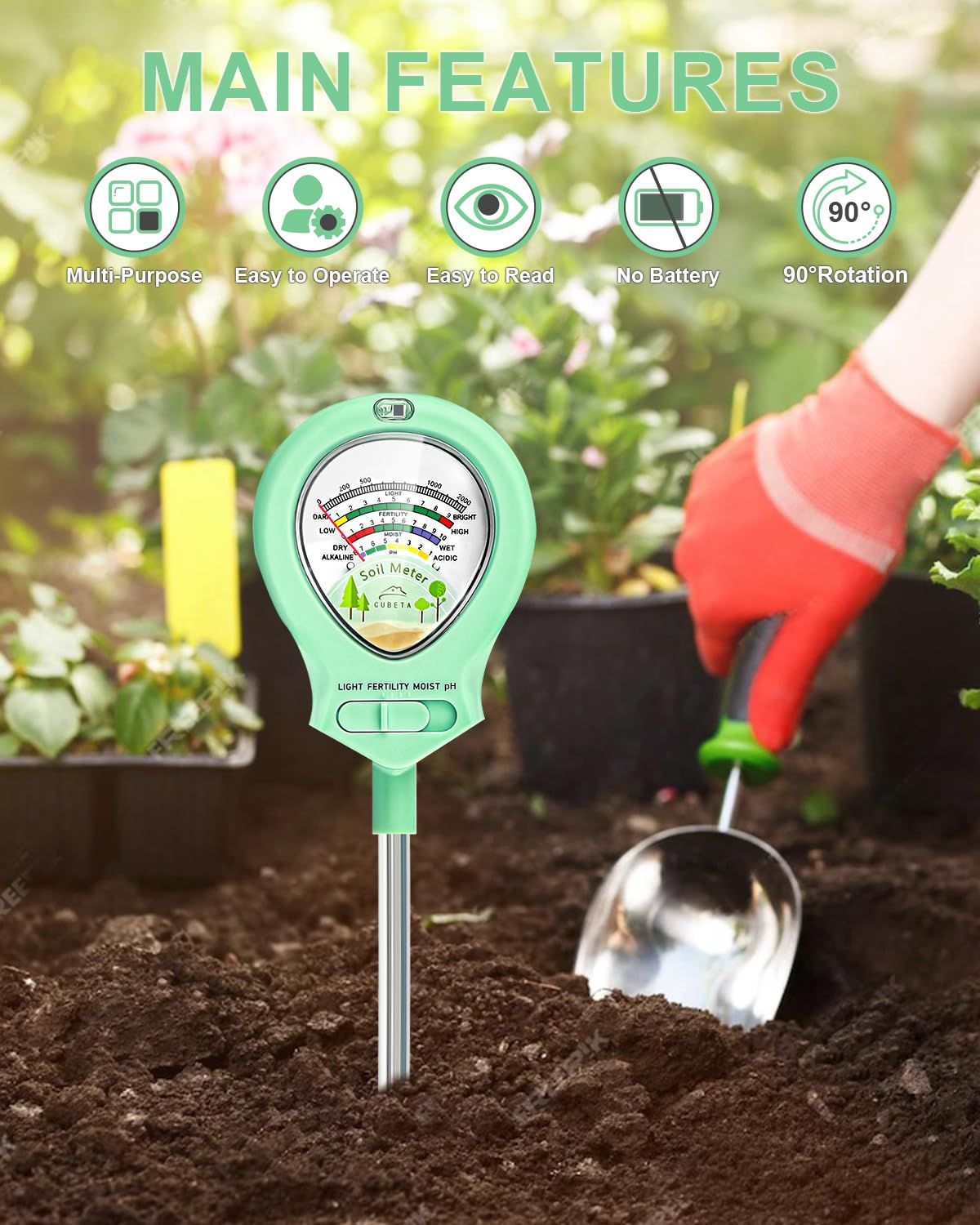 Snapklik.com : 2024 Upgraded Soil Moisture Meter For Plants, Soil pH ...