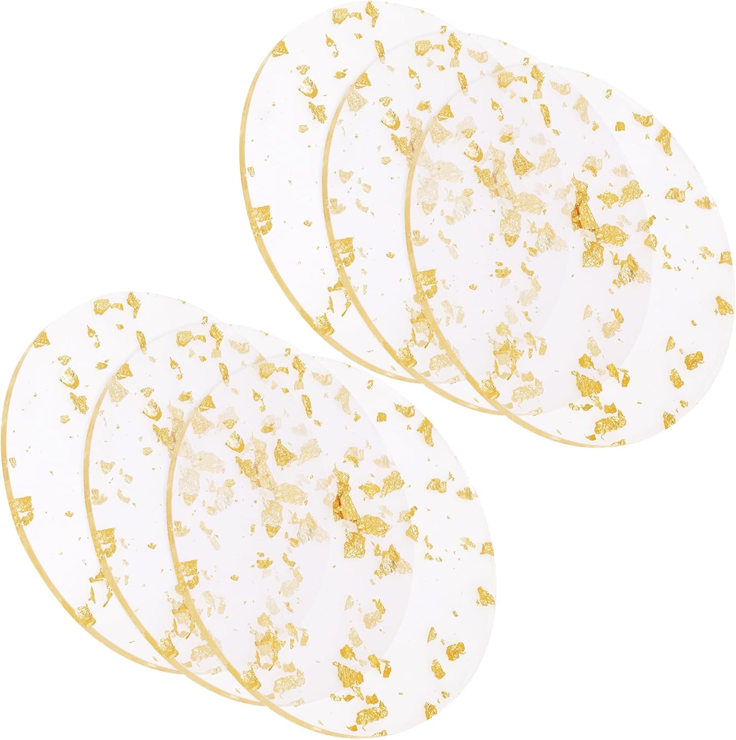 Amazon.com: Gold Foil Acrylic Coasters Set of 6 for Drinks,6 Pcs Gold ...