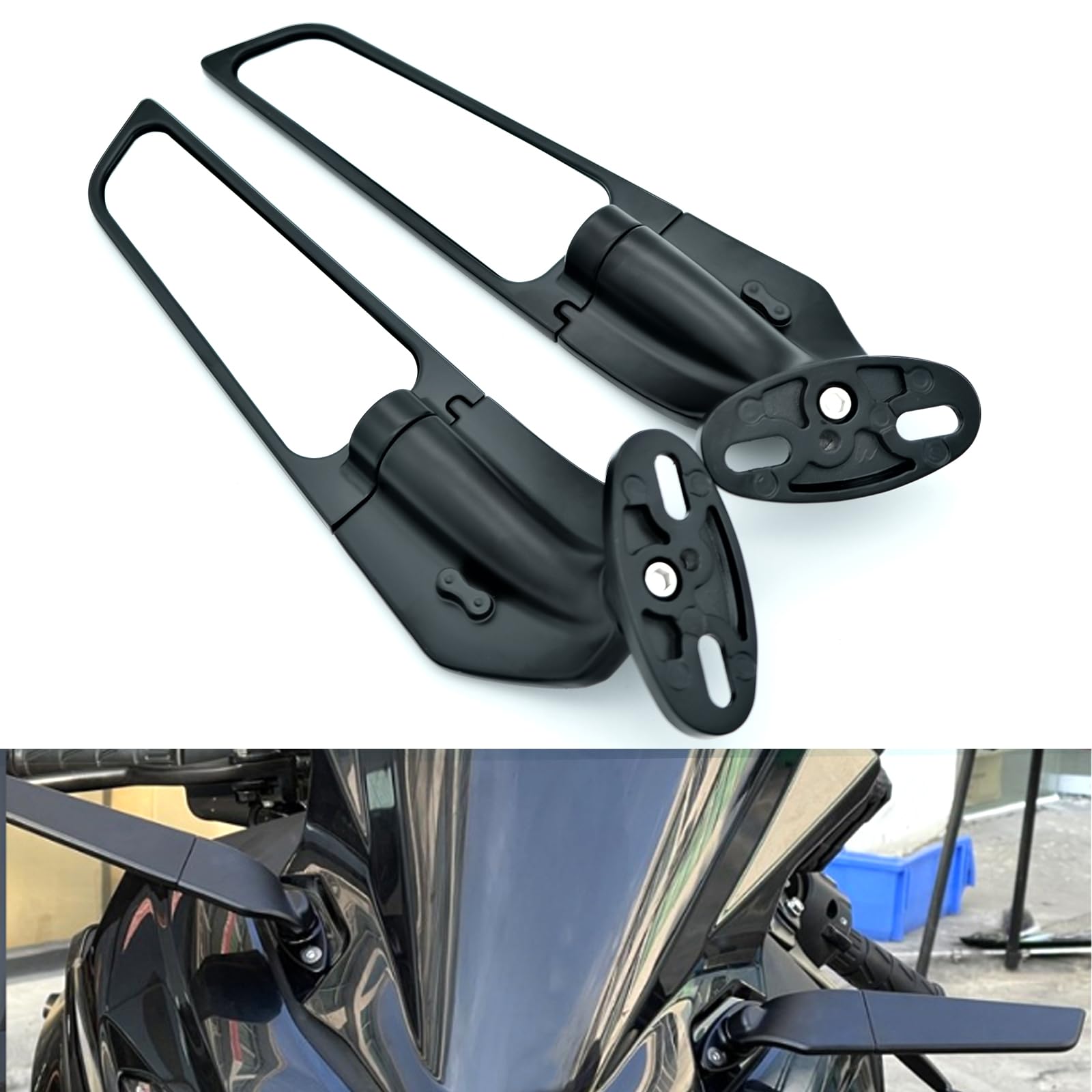 Amazon.com: Goevian Motorcycle Rear View Mirrors Stealth Mirrors 360 ...